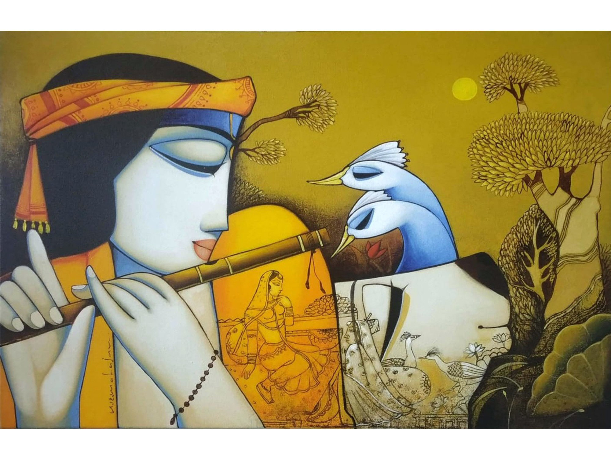 Exotic India Shri Krishna With Devotees | Acrylic On Canvas | By Arvind Mahajan - Wayfair Canada